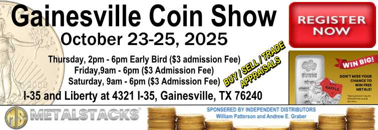 Texas coin shows 2025, 2026 - TX coin shows